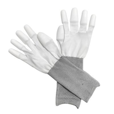 China 13 Inch White Extended PU Coated Top Fit Gloves PU Polyester Working Glove for sale