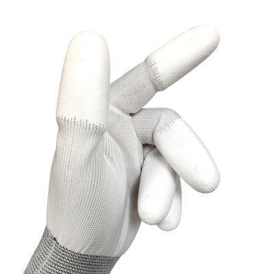 China 13 Inch White Extended PU Coated Top Fit Gloves PU Polyester Working Glove for sale