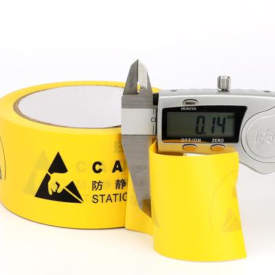 China Yellow ESD Anti Static Warning Tape Chinese Or English Identification Tape Protection Zone PVC Floor Tape for sale
