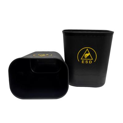 China Black ESD Anti-static Plastic Square Dust Free Waste Bin 15L For Cleanroom for sale