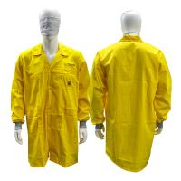 China Yellow 5mm Grid ESD Lab Coat With Snap Buttons for sale