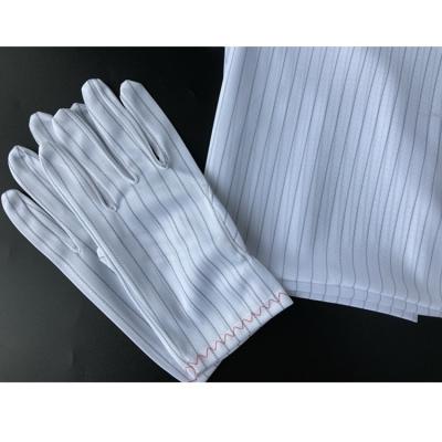 China 10MM Stripe Knitted Anti Static Polyester Fabric Cleanroom ESD Gloves Fabric for sale