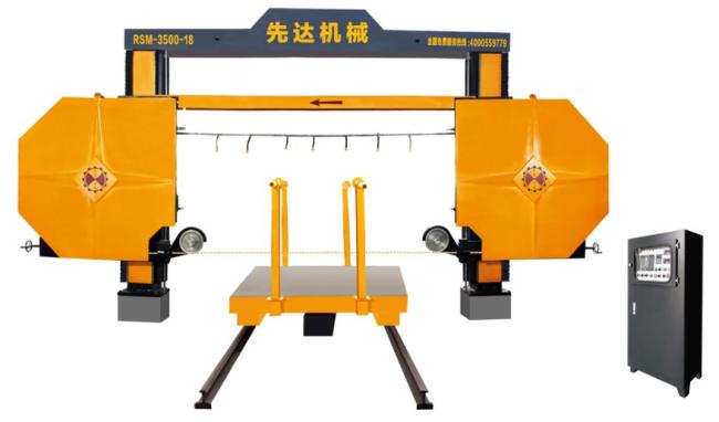 Close-up of diamond wire saw cutting