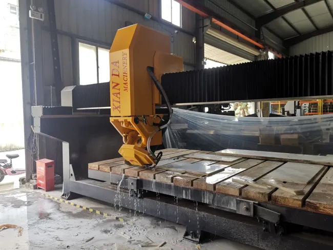 Side view of CNC Monoblock Bridge Cutting Machine