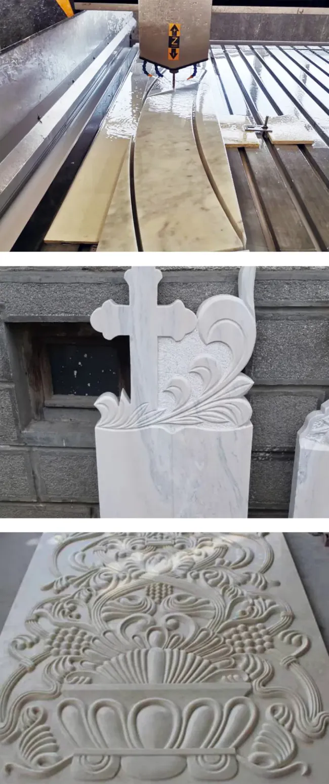 Close-up of CNC stone carving machine