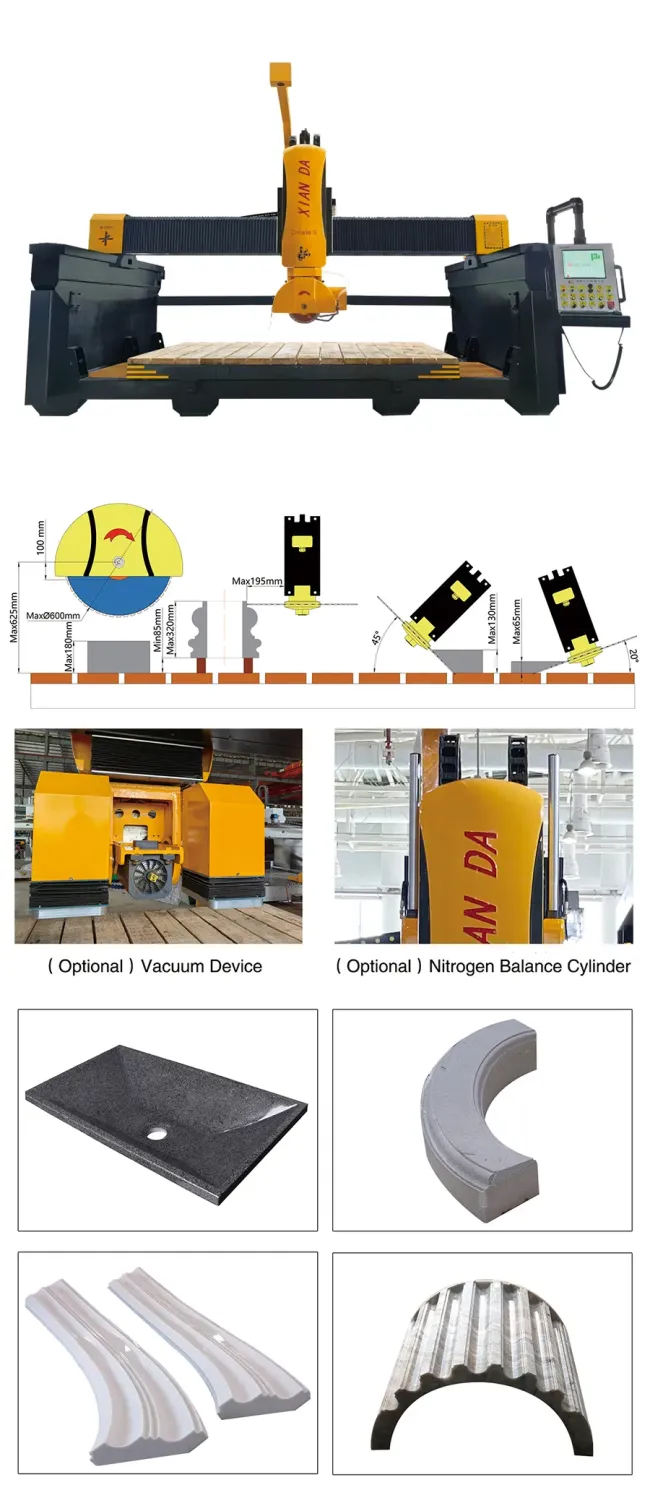 Automatic Smart Monoblock 5 Axis CNC Bridge Saw for Cutting Granite, Quartz, Marble Countertops, Vanity Tops, Staircases Factory Price for Sale
