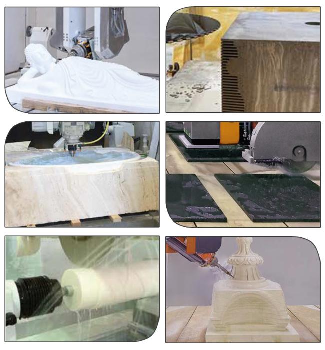 Close-up view of the 5 Axis Machining Center spindle and cutting mechanism