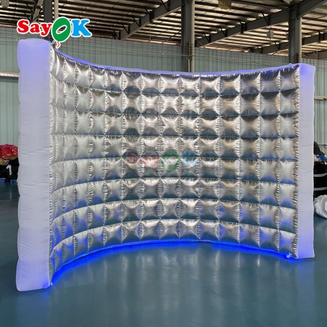 Portable inflatable photo booth in silver