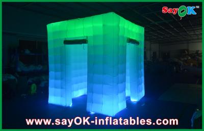 China Event Booth Displays 2 Opening Door Cube Light Inflatable Photo Booth With Top Led for sale