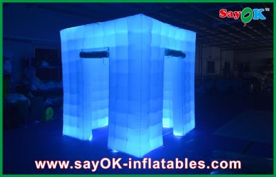 China Event Booth Displays 2 Opening Door Cube Light Inflatable Photo Booth With Top Led for sale