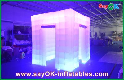 China Event Booth Displays 2 Opening Door Cube Light Inflatable Photo Booth With Top Led for sale