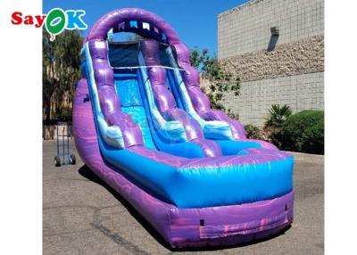 China Giant Garden Games Water Inflatable Water Slide Purple Inflatable Double Slides for sale