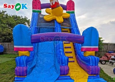 China Blue Ice Cream Theme Inflatable Slide Popsicle Inflatable Waterslide With Pool for sale