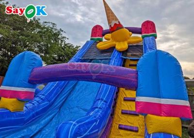 China Blue Ice Cream Theme Inflatable Slide Popsicle Inflatable Waterslide With Pool for sale