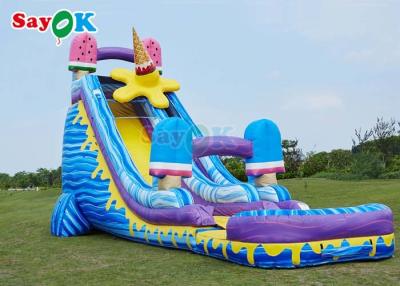 China Blue Ice Cream Theme Inflatable Slide Popsicle Inflatable Waterslide With Pool for sale