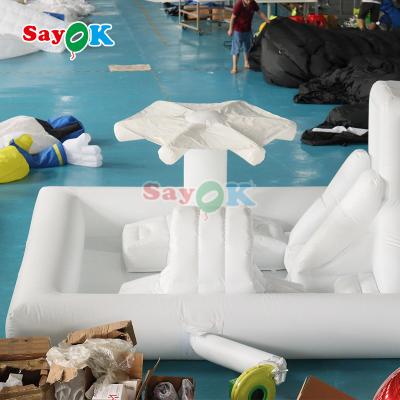 China Customized Fashionable Mini White Splash Pad Water Park Inflatable Obstacle Course Playground Castle Slide Combo for sale