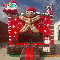 China Christmas Inflatable Bouncing Castle 0.55mm PVC Tarpaulin Gingerbread Bounce House 4m x 3m for sale