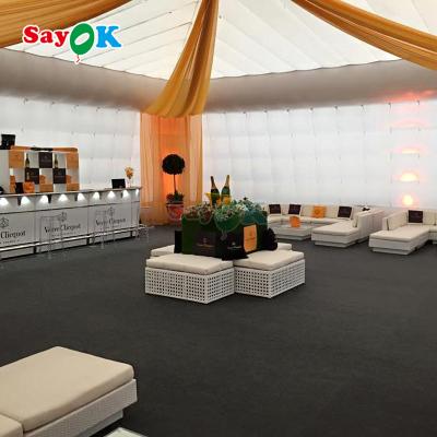China 8m Large Cube Air Tents LED 80 People Party Event Inflatable Tent With Air Blower for sale