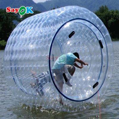 China Sayok Inflatable Floating Roller Aqua Zorbing Ball Transparent PVC Cylinder Human Water Bubble Ball for Water Game for sale