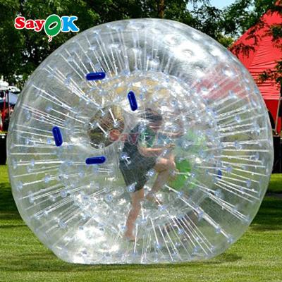 China Inflatable Floating Roller Aqua Zorbing Ball Transparent PVC Cylinder Human Water Bubble Ball for Water Game for sale