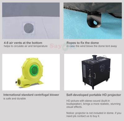 China 100% Blackout Flame Retardant Inflatable Planetarium Dome with Free 3D Design and Customized Printing for sale