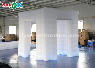 China Inflatable Party Tent Portable 3 Doors LED Inflatable Cube Photo Booth With 17 Colors Changing Lights for sale