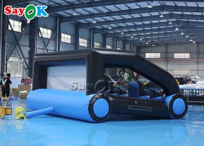 China 4.5x5x2.6mH Car Shape Inflatable IPS System Shooting Gallery Game Black And Blue for sale