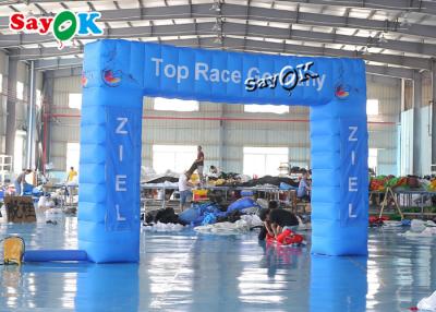 Cina arco gonfiabile della corsa Oxford del panno blu di 4x3m con l'aeratore Logo Printing in vendita