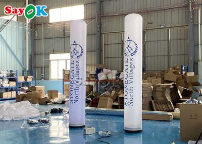 China 3m White Led Lighting Inflatable Pillar With Printing Outdoor Advertising for sale