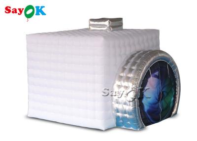 China Inflatable Party Tent Foldable LED Promotion Inflatable Photo Booth With Air Blower White Color for sale