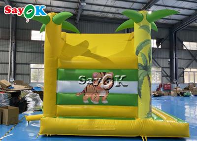 China Customized Coconut Tree Inflatable Bounce House 0.55mm PVC Tarpaulin Material for sale