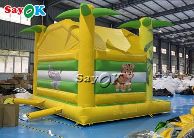 China Customized Coconut Tree Inflatable Bounce House 0.55mm PVC Tarpaulin Material for sale
