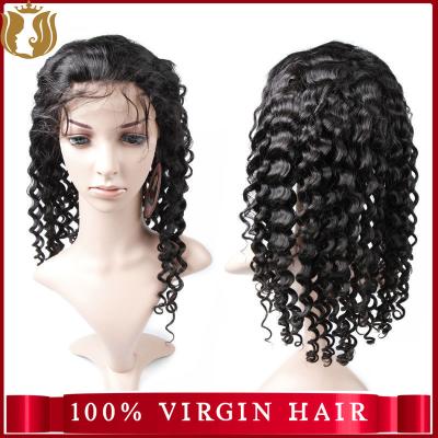 China Wholesale Natural Color Brazilian Virgin 100% Human Hair Deep Wave Full Lace Wig for sale