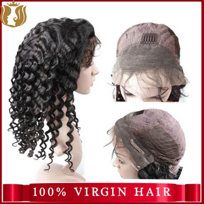 China Unprocessed Water Wave Cuticle Aligned Virgin Human Hair Full Lace Wig With Baby Hair for sale