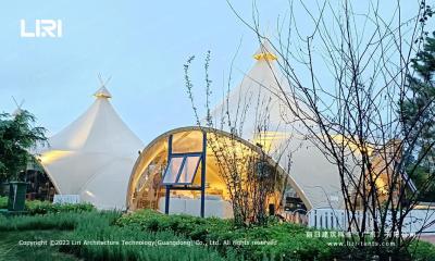 China Outdoor Luxury Double-peak Canvas Safari Teepee Glamping Tent for Restaurant and Bar for sale