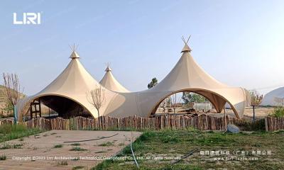 China Outdoor Luxury Double-peak Canvas Safari Teepee Glamping Tent for Resort and Hotel for sale