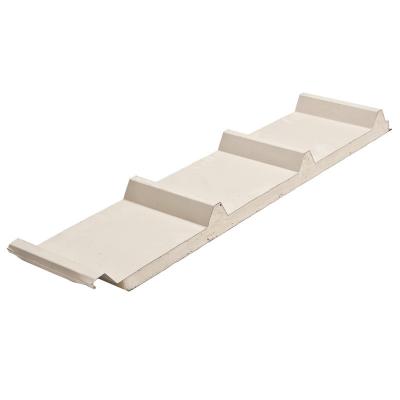 China Corrugated PU Sandwich Panel / board for roof and wall in steel structural villas / houses for sale