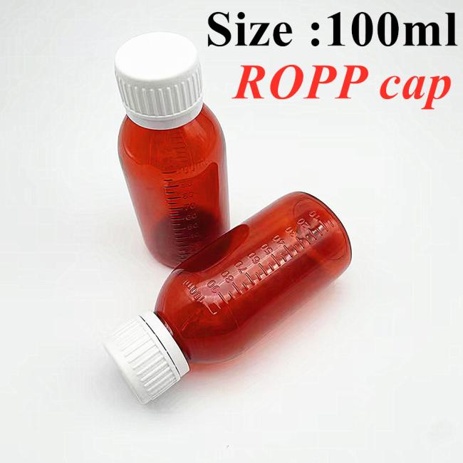 2023 Hot Sale 100ml 120ml 150ml Empty Round Pet Amber Syrup Plastic Bottle