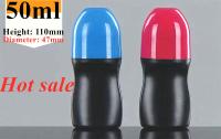 China HDPE Plastic Roll On Bottle 50ml Empty Refillable Deodorant Container with Roller Ball for sale
