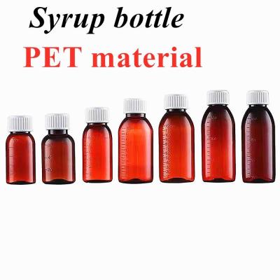 Cina 100 ml 120 ml 150 ml 200 L Bottiglia di sciroppo di ambra di plastica vuota personalizzata Medicina orale liquida Contenitore per animali da compagnia Bottiglia di sciroppo per la tosse in vendita