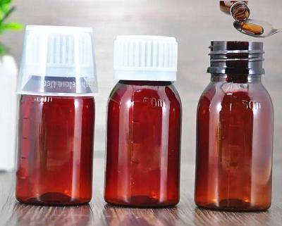 Cina 3 oz 4 oz di sciroppo di ambra bottiglia di vetro con 28 mm di collo di plastica farmacia sciroppo per la tosse bottiglia per liquidi orali in vendita