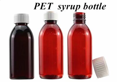 Cina 100 ml 120 ml 150 ml Bottiglia di liquido orale marrone Sciroppo di medicina Bottiglia per animali di compagnia Bottiglia di sciroppo per tosse di plastica con tappo anti- manomissione in vendita