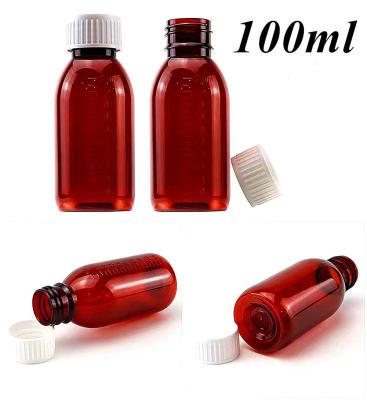 China Amber Medical Syrup Bottles 100ml 120ml 150ml Empty Cough Syrup Bottles for sale