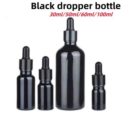 Cina 10 ml 20 ml 30 ml 50 ml Bottiglia di vetro nero per gocciolante Bottiglia di olio essenziale Bottiglia di vetro Bottiglia di vetro a prova di bambino in vendita