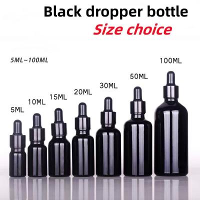 Cina 10 ml 20 ml 30 ml 50 ml Bottiglia di vetro nero per gocciolante Bottiglia di olio essenziale Bottiglia di vetro Bottiglia di vetro a prova di bambino in vendita