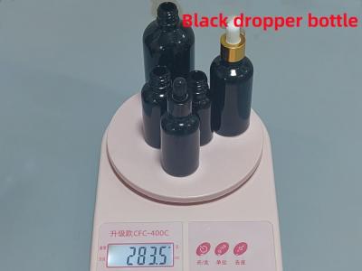 Cina Nero 10, Ml 15ml 20ml 30ml 50ml vuoto rotondo nero lucido Vetro Bottiglia gocciolante per olio essenziale con anello in oro di plastica in vendita