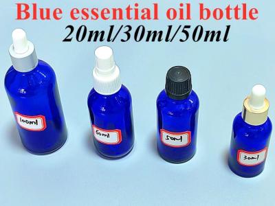 Cina 20 ml 30 ml siero di olio essenziale per la cura della pelle bottiglia di confezione cosmetica Cobal Blu Glass Dropper Bottle con Dropper in vendita