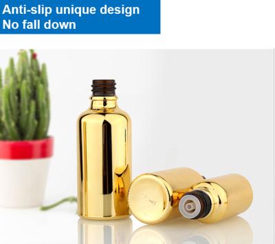 Cina 20 ml 30 ml 50 ml Vuoto Riutilizzabile Elettrolizzante Oro Cosmetico Serumo di imballaggio Olio essenziale per la cura della pelle Bottiglia gocciolante in vetro in vendita