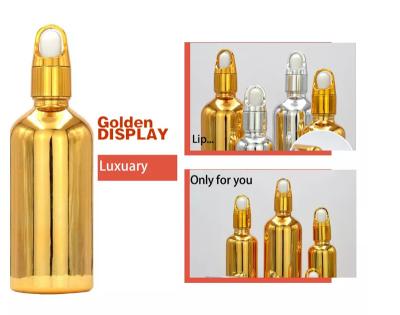 Cina 10ml 20ml 30ml 50ml Olio elettrolizzato Bottiglia di olio essenziale Oro piccolo Bottiglia di oro Cosmetici Bottiglia gocciolante di vetro in vendita