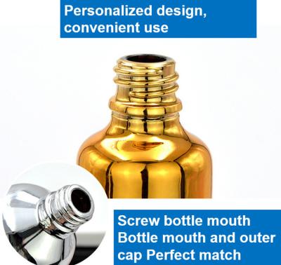 Cina 10ml 20ml 30ml 50ml Olio elettrolizzato Bottiglia di olio essenziale Oro piccolo Bottiglia di oro Cosmetici Bottiglia gocciolante di vetro in vendita